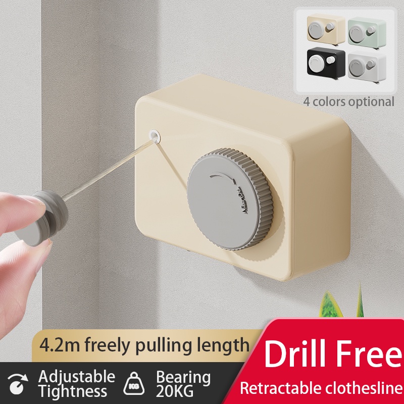 Retractable Clothesline Drill Free Tightness Adjustable Anti Saggy ...