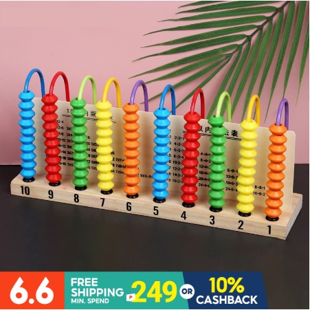 Kids 10-Row Toys Beads Abacus Count Frame Teaching Aid Math Educational ...