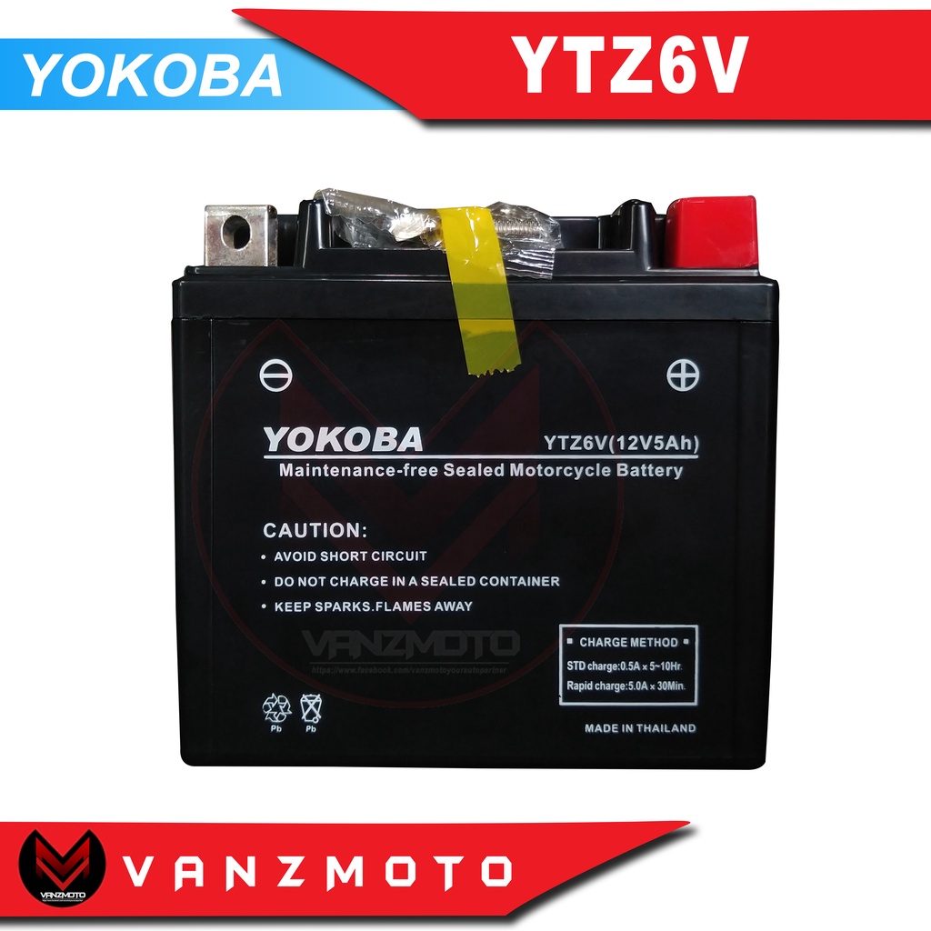 Yokoba YTZ6V Motorcycle Battery made in Thailand | Shopee Philippines