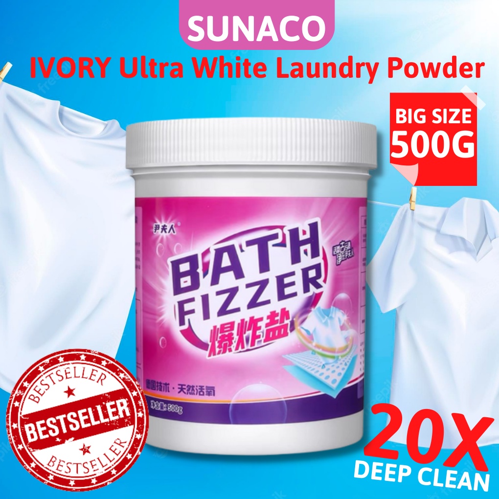 Ivory ultra white laundry powder detergent bath fizzer washing clean remove stains 20 times ...