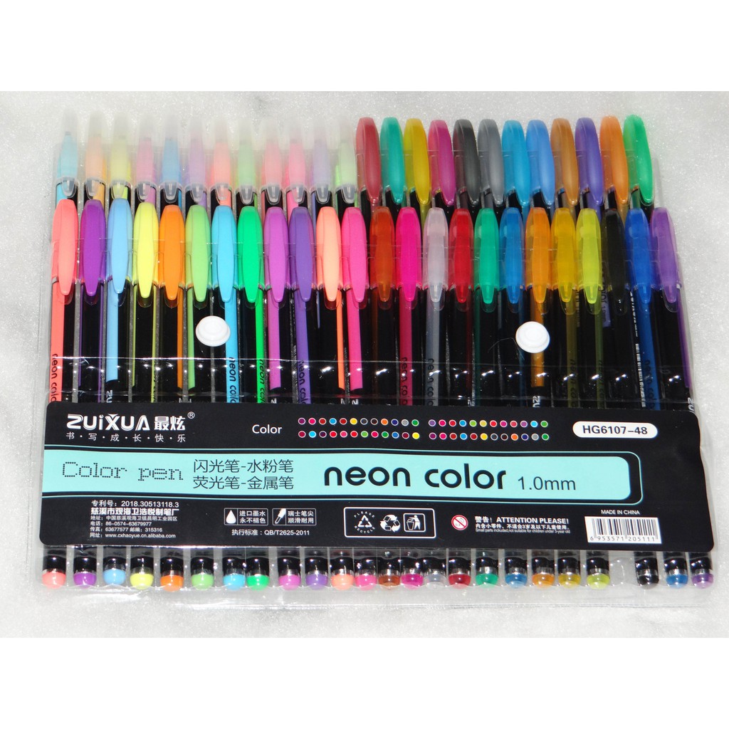 zuixua-color-pen-neon-color-ballpen-48-pieces-set-1-0mm-shopee