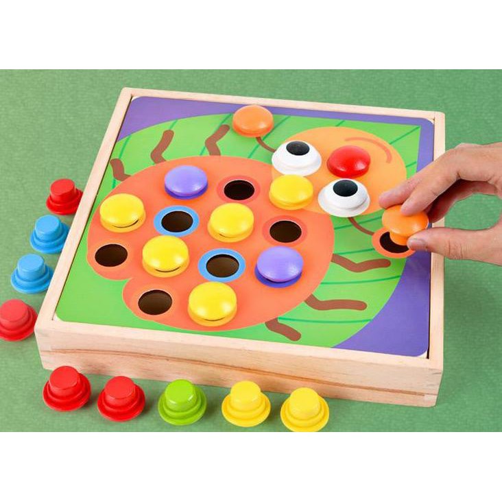 Wooden Button Nails / Button Art Toys Preschool Learning Education/ Peg ...
