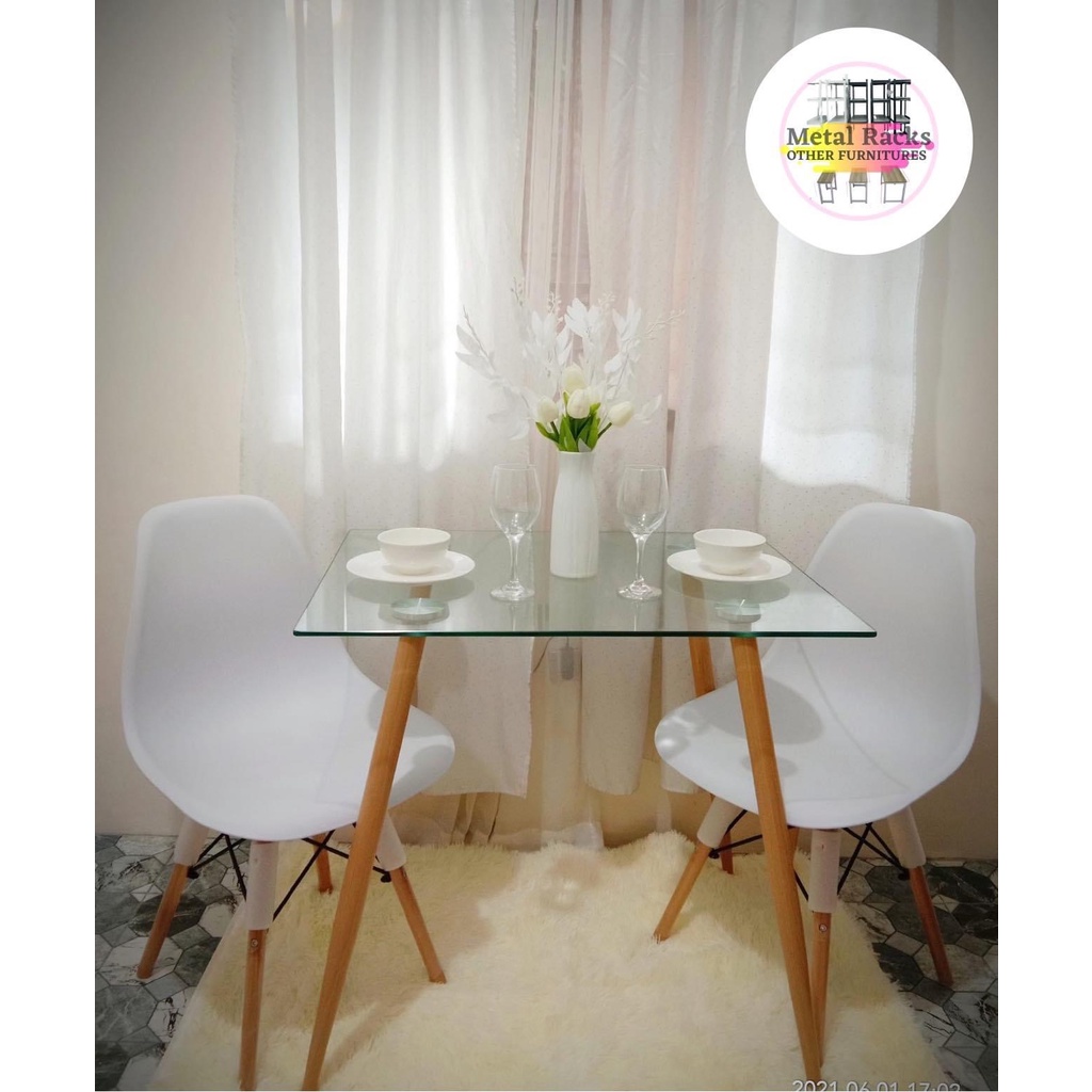Tempered Glass Dining Table 80*60*75cm (Chairs not included) | Shopee ...