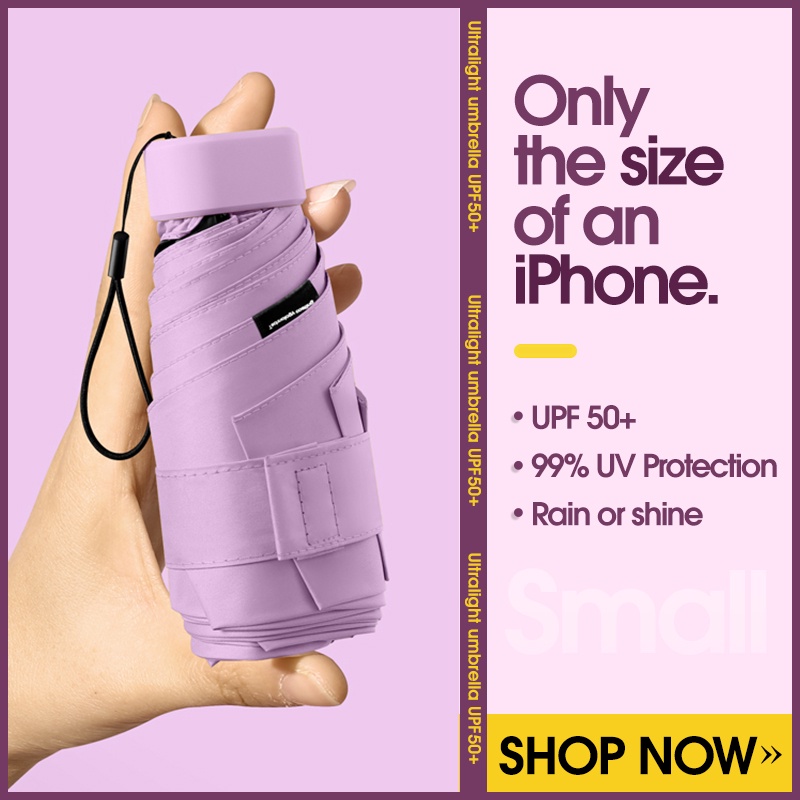 Mini Pocket Umbrella Six-Folds small Umbrella Folding UV Protection ...