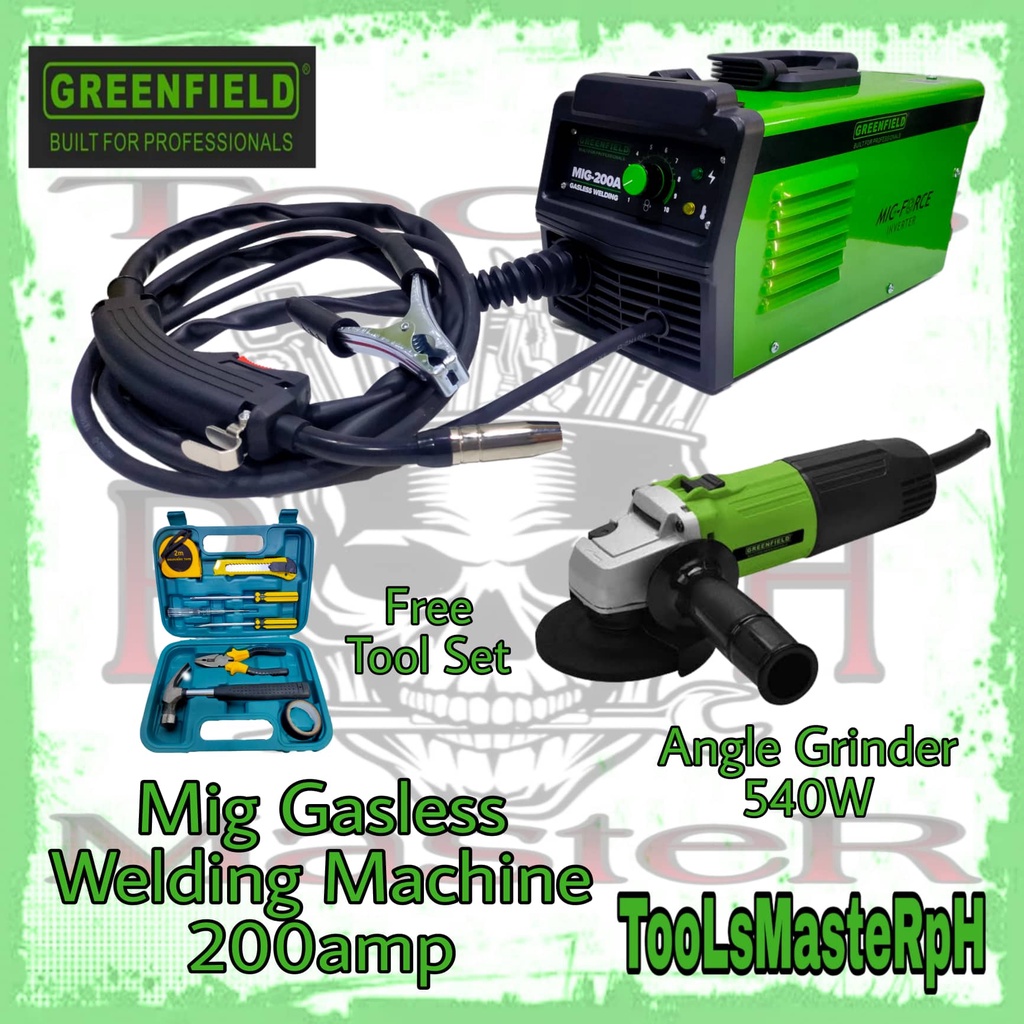 GREENFIELD 200Amp MIG Gasless Welding Machine 08-03-10200M w/ Angle ...
