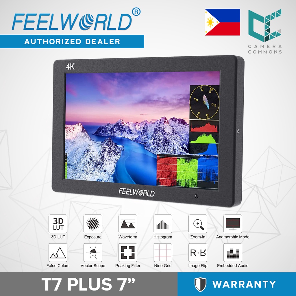 FEELWORLD T7 Plus 7" IPS On-Camera Monitor with 3D LUT Waveform and ...
