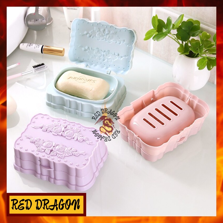 Flower Design Soap Box with Cover Soap Case Soap Dish Holder Dispenser ...