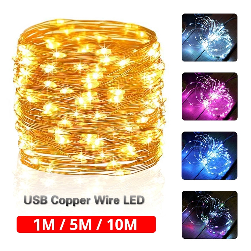 1/5/10M LED USB Power Copper Wire LED String Lights for Holiday Party ...