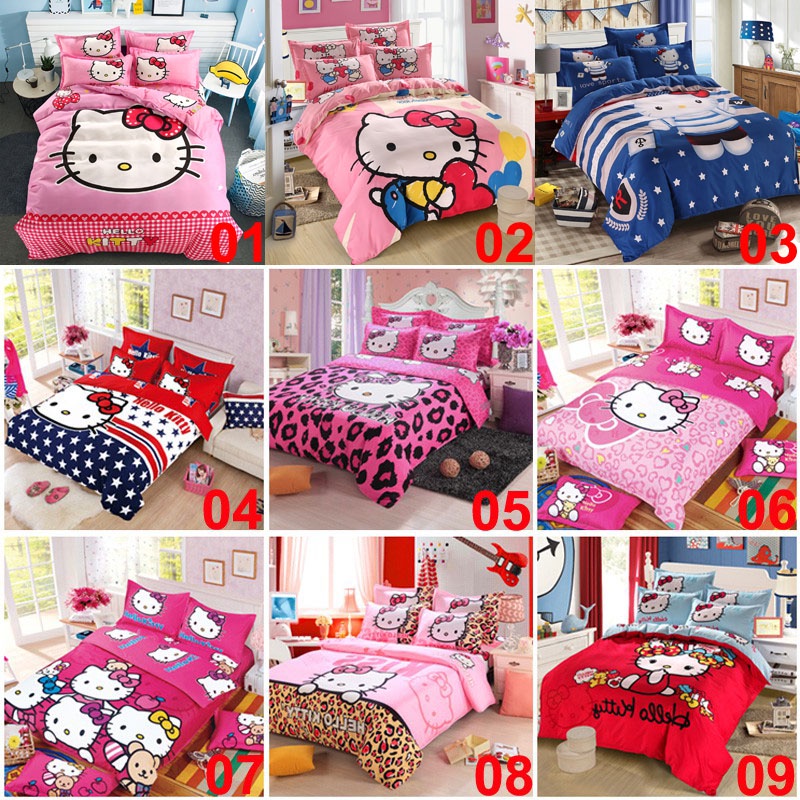 Hello Kitty 4pcs Bedsheet Set Sapin Sa Higaan Fitted Comforter Cover ...