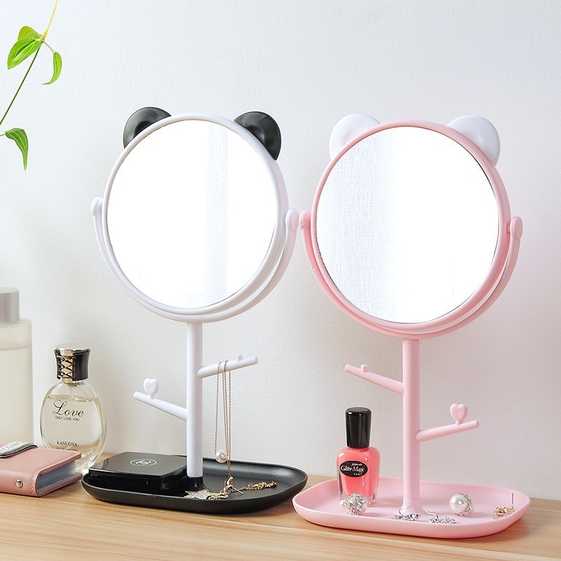 Makeup mirror folding portable plastic vanity mirror Pink White ...