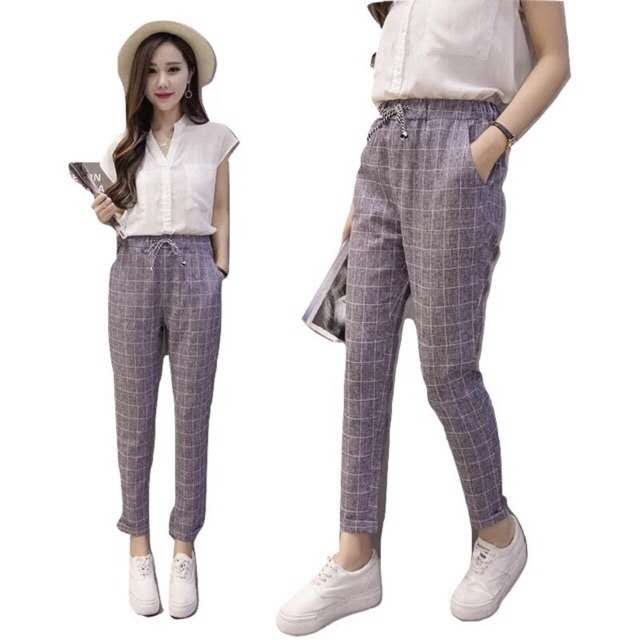 Korean's Fashion Outfit Checkered Trouser Pants | Shopee Philippines