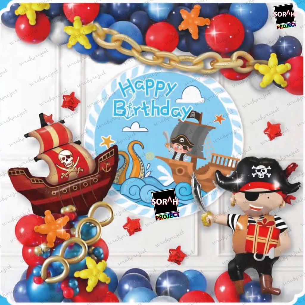 Pirate birthday 58 pieces decoration balloon theme set package sailor ...