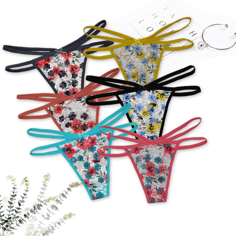 YFGSC-1762 Sexy Lace Thong Floral Design 2 Strings Lady Underwear G ...