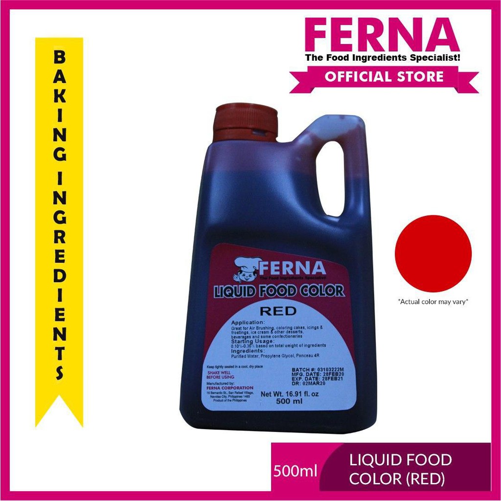 Ferna Liquid Food Color Red 500ml Fgc-3150 | Shopee Philippines
