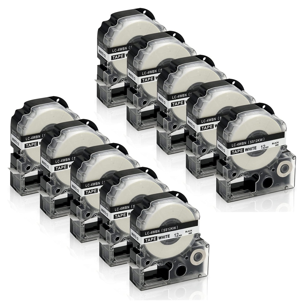 10 Pcs Compatible Epson / KingJim LK-4WBN LC-4WBN SS12KW Label Printer ...