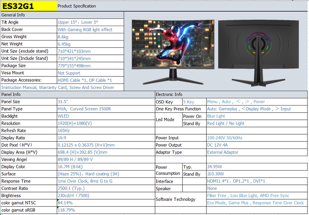 NVISION 32inch/27inch Gaming Monitor Curved Frameless 165Hz Full HD 1Ms ... NVISION 32inch/27inch Gaming Monitor Curved Frameless 165Hz Full HD 1Ms ...