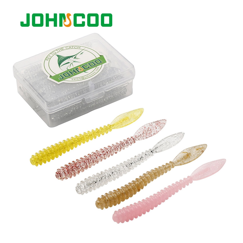 JOHNCOO Soft Worm Ajing Fishing Lure 40 Pieces Soft Lures Worms ...