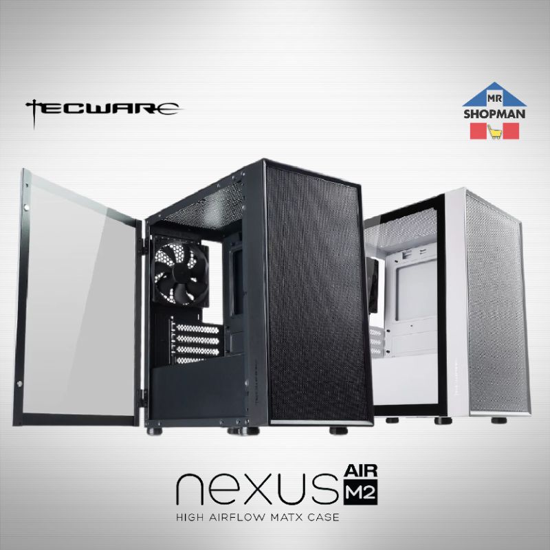 Tecware Nexus Air M2 Black White Mesh MATX Desktop Computer PC Case ...