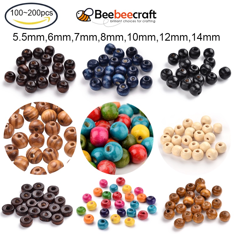 Beebeecraft 100-800Pcs 5~14mm Peru Color Round Wood Beads Natural ...