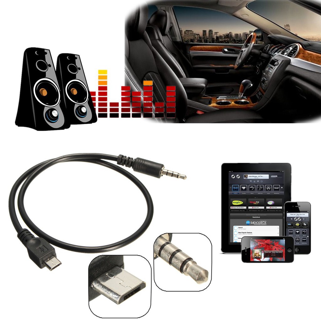 Micro USB to DC 3.5mm Audio Cable Adapter DC 3.5mm to Micro USB Cable ...