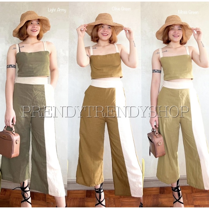 ZEBBI COMBI / COMBINATION TOP AND PANTS WITH POCKET COTTON LINEN(COORDS ...