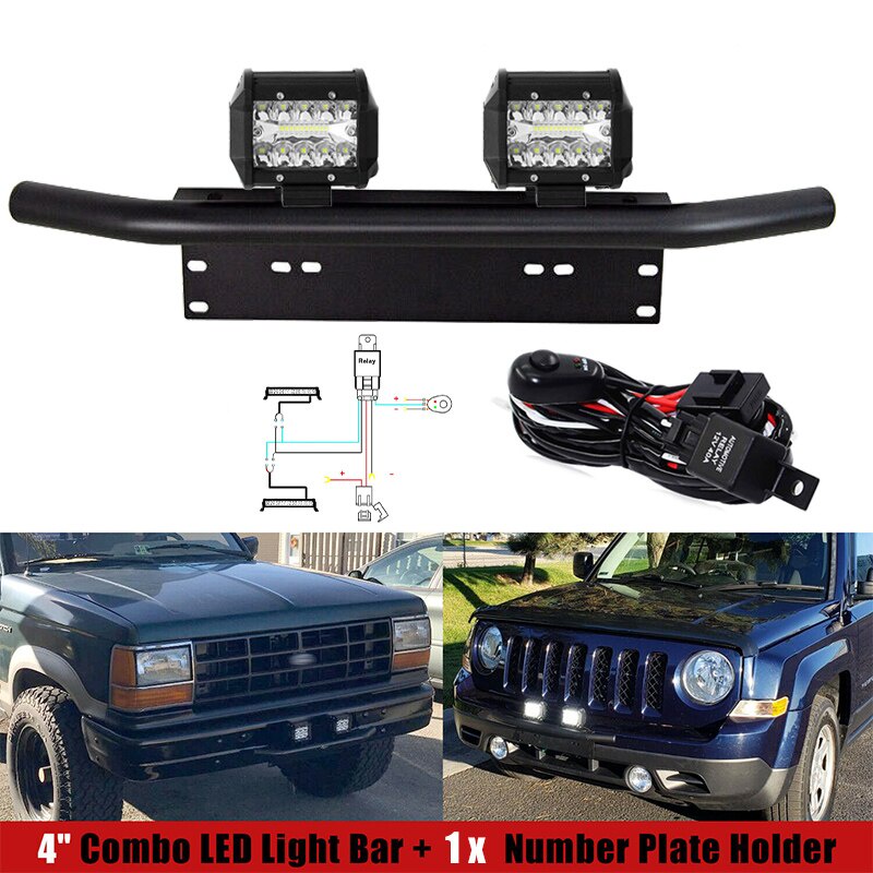 Universal Car Front License Plate Bull Bar Bumper Mount Bracket with 4 ...