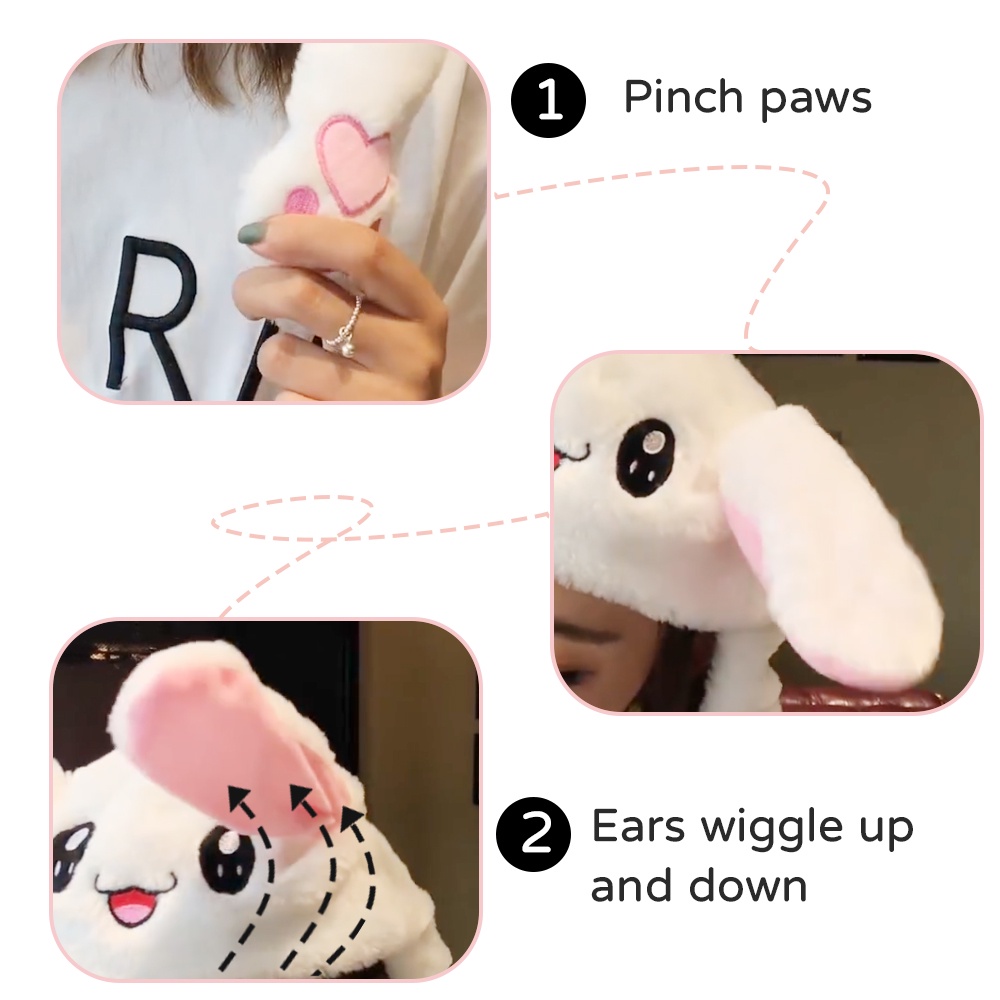Rabbit Hat Plush Moving Bunny Ears Hat Movable Ears Toy Hat | Shopee ...