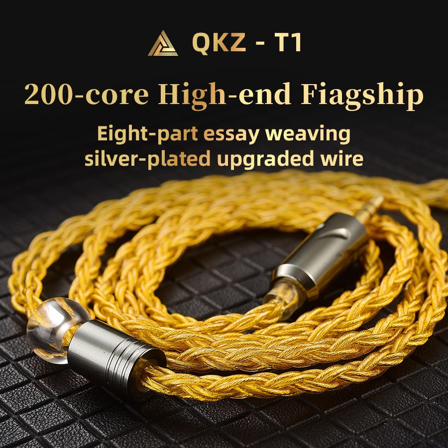 QKZ T1 200 cores 8 strand OFC copper silver-plated upgrade cable wire 3.5mm QDC type for KZ ZSN ...