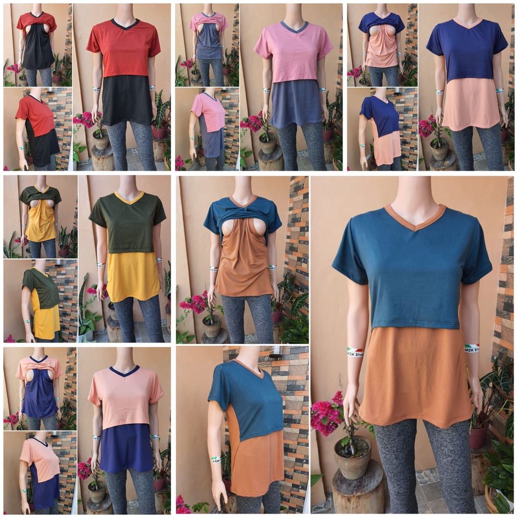 Nursing/Breastfeeding Tops V-NECK Blouse NEW ARRIVAL TWO WAY COLOR ...