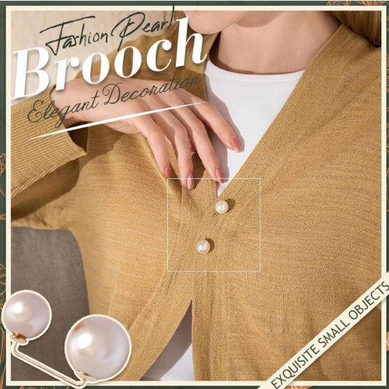 Women Double Pearl Brooch Sweater Safety Pins Clothing Accessories ...