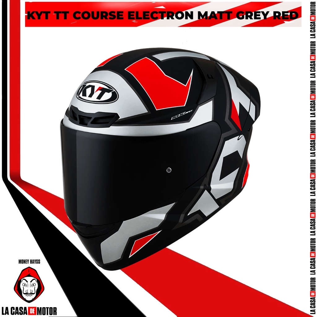 KYT TT COURSE ELECTRON MATT GREY RED | Shopee Philippines