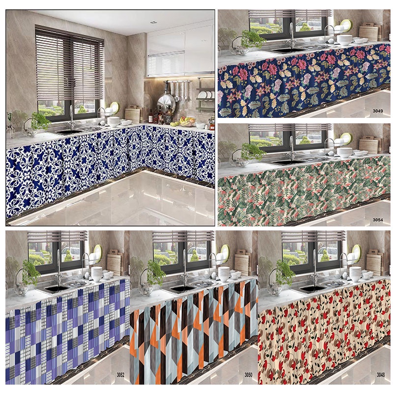 Elegant COD Short Kurtina Lababo Abstract Print Style 70cm*150cm Half ...