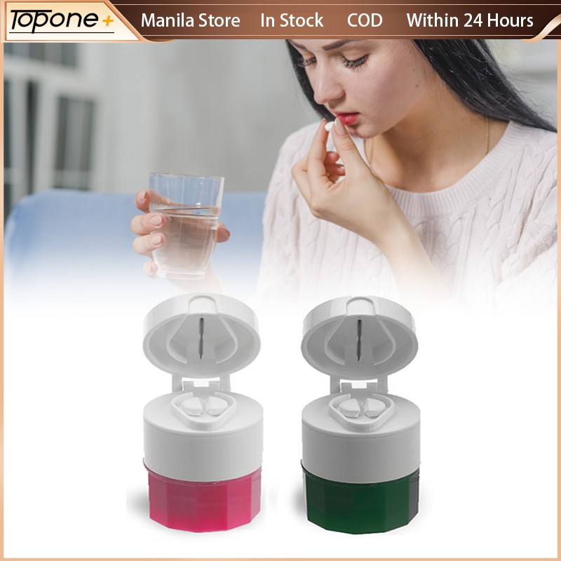 4 Layer Medicine Pill Box 4 in 1 Tablets Crusher Grinder Splitter ...