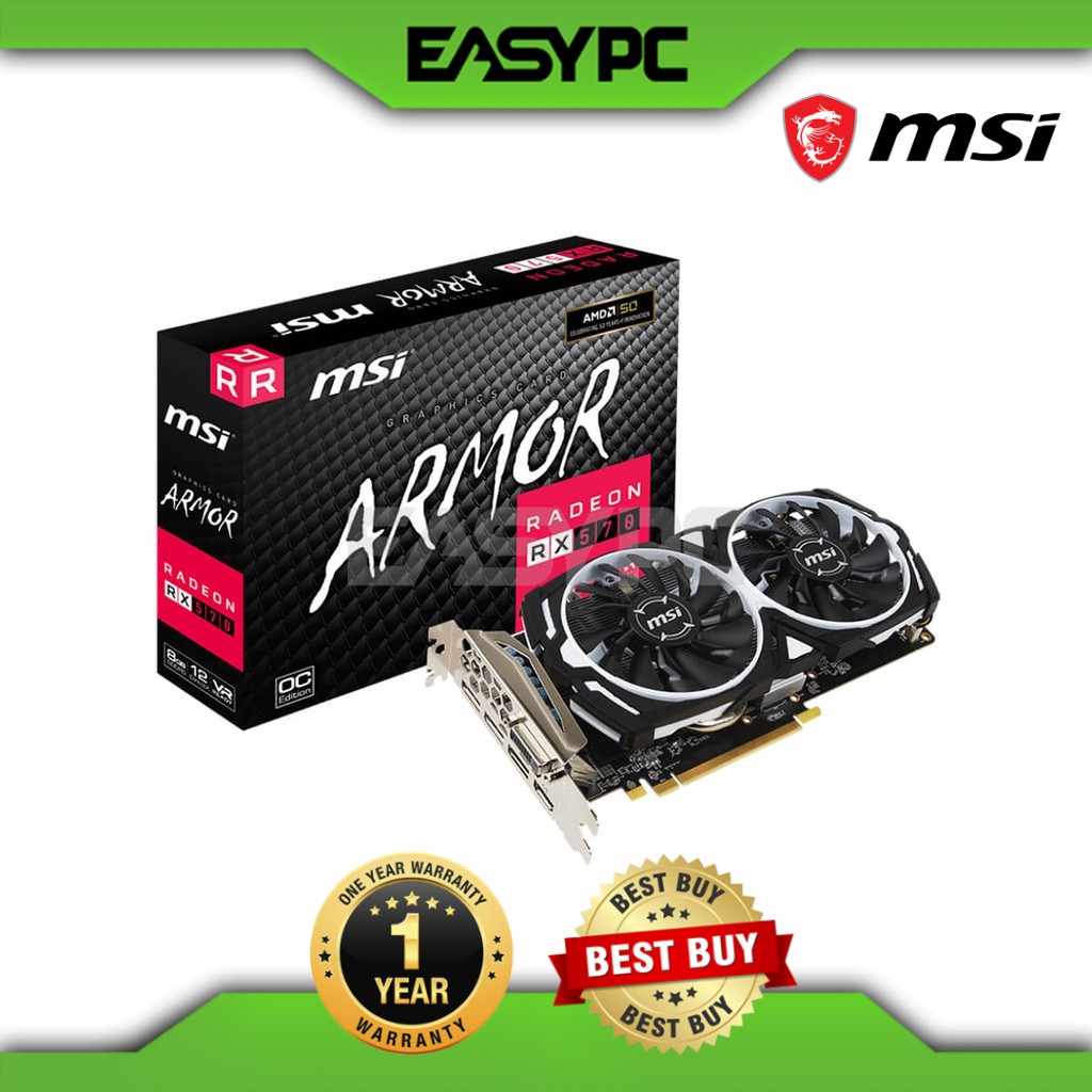MSI RX 570 Armor OC 8gb 256bit GDdr5 Gaming Videocard,Best 8gb GDdr5 ...