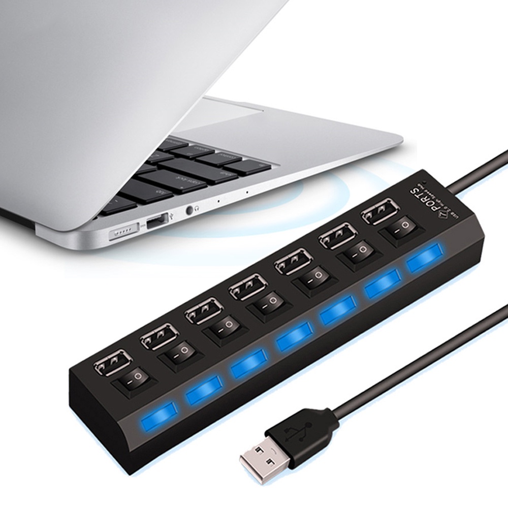 USB HUB 2.0 Adapter Portable 7 Ports Micro USB 2.0 HAB Splitter With ...