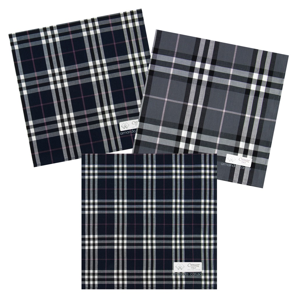 Armando Caruso Dark Checkered Handkerchief Set of 3 | Shopee Philippines