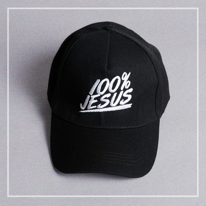 100% JESUS CAP | Black & white | Christian cap | Baseball cap ...