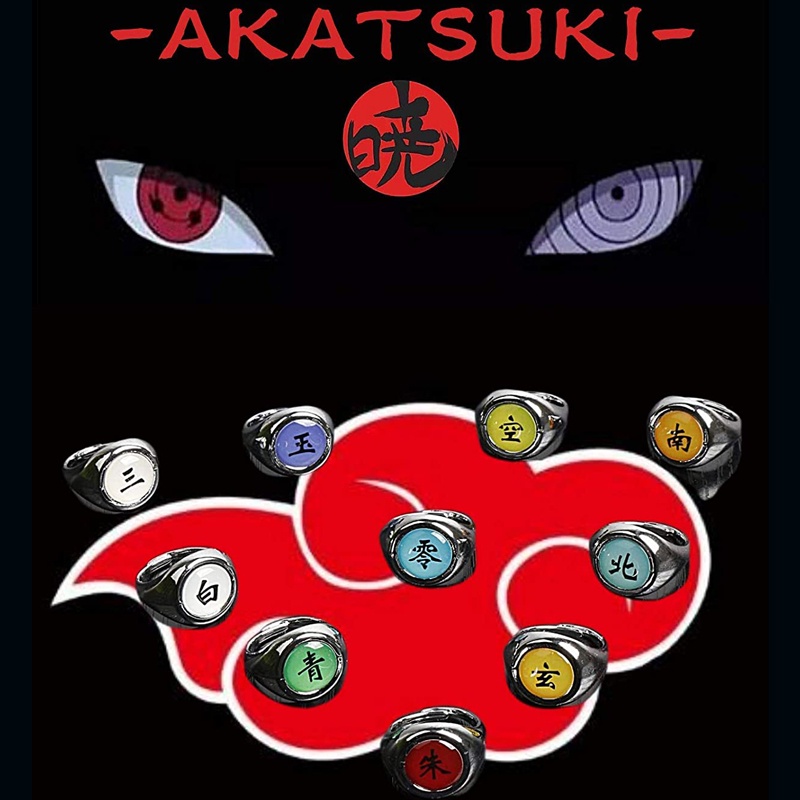 1pc Naruto Rings Akatsuki Ring Member's ITACHI Sasuke Pein Pain Pendants Nagato Uchiha Itachi ...