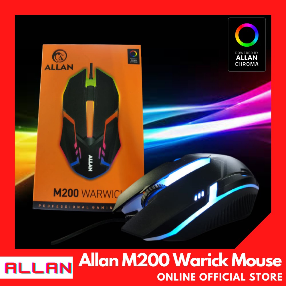 Allan Mechanic M200 Warwick USB LED Gaming Mouse laptop/wifi/pc wire ...