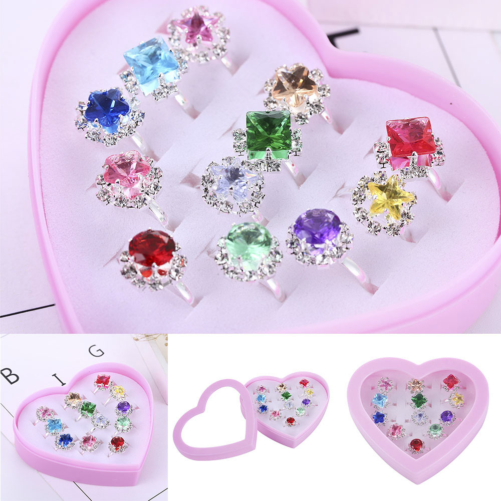 12PCS/Box Crystal Rings Colorful Crystal Jewellery Girl Child ...