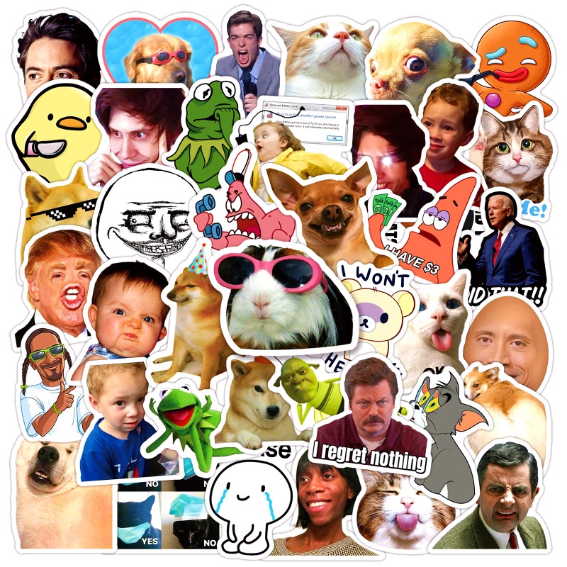 50pcs Funny Meme Vinyl Stickers Pack Waterproof Doodle Stickers for ...