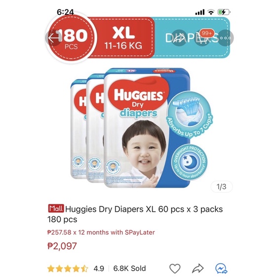 Huggies XL Taped 180 pcs Super Sale !!! | Shopee Philippines