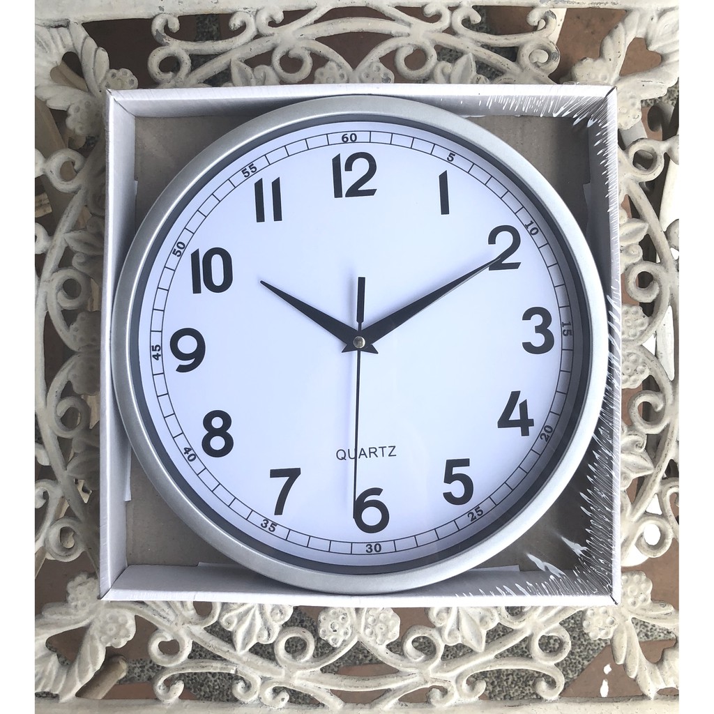 10" Classic White / Silver Wall Clock | Shopee Philippines