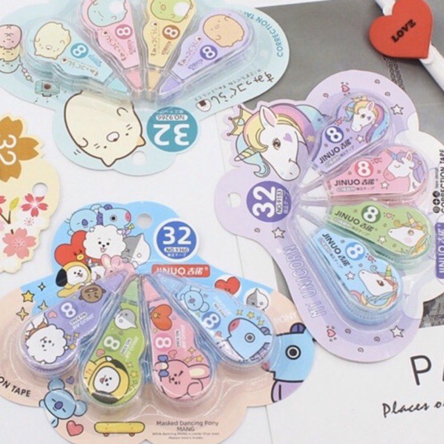 Unicorn BTS BT21 Sanrio 4 in 1 correction tape | Shopee Philippines