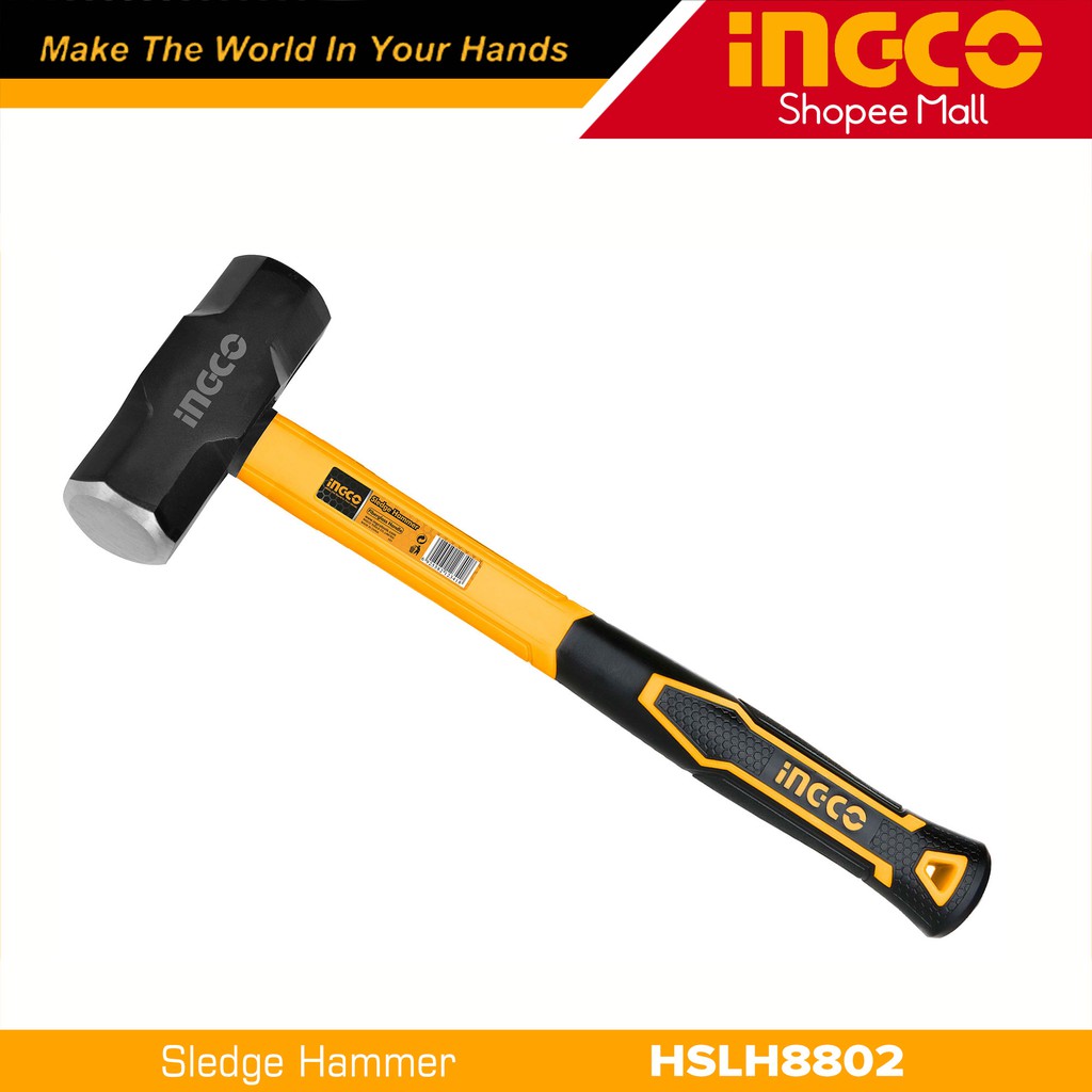 Ingco HSLH8802 Sledge Hammer 2Lbs Carbon Steel Fiberglass Handle _H ...