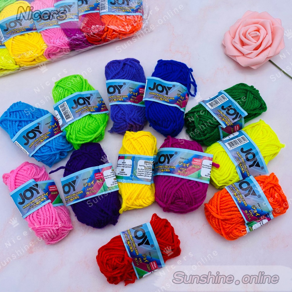 JOY Hand Knitting Yarn 12pcs per pack (12Colors) | Shopee Philippines