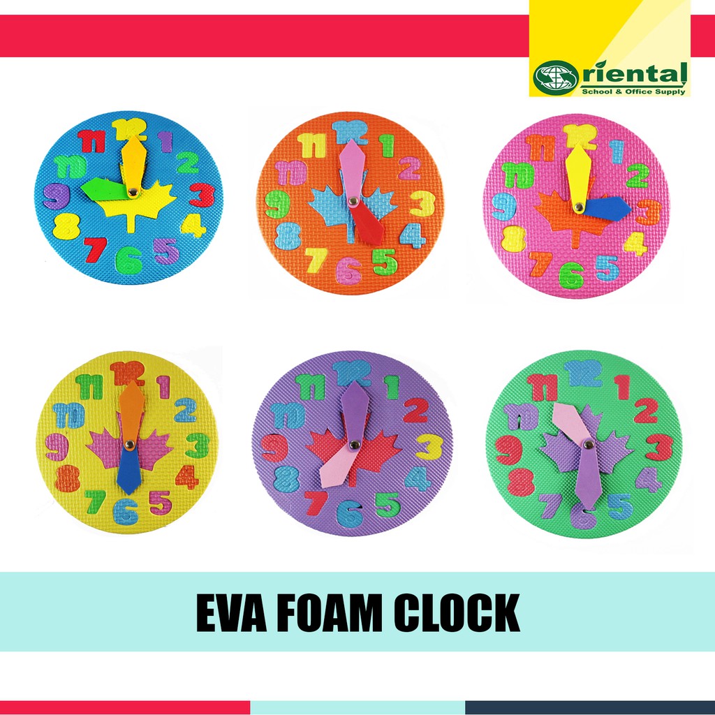 Eva Foam Educational Clock - Rubber Colorful Toy Clocks - Sold per ...