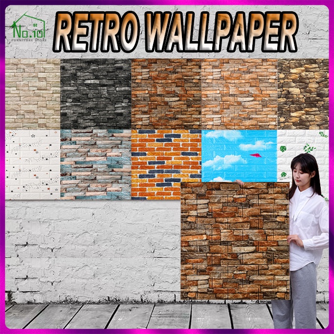 Big Size 70x77cm 3D Bricks Wallpaper Adhesive Waterproof Foam Sticker ...
