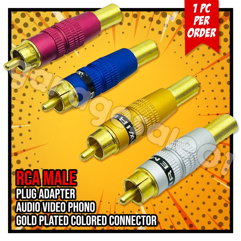 RCA Male Plug Adapter Audio Video Phono Gold Plated Connector | Shopee Philippines