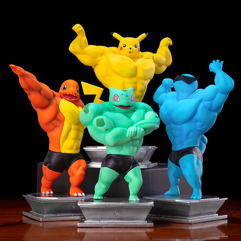 Tik Tok Hot Spoof Pokémon Figures Muscle Pikachu/Bulbasaur/Squirtle ...